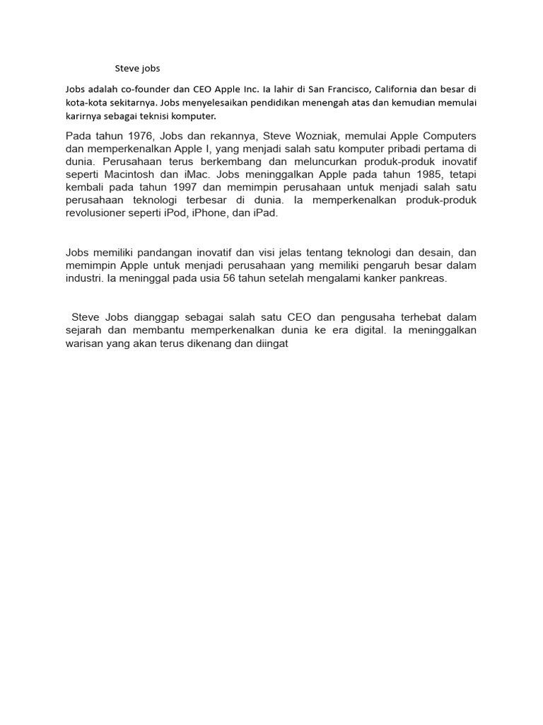 Steve Jobs: Inovator Teknologi Terbesar | PDF | Ilmu Sosial