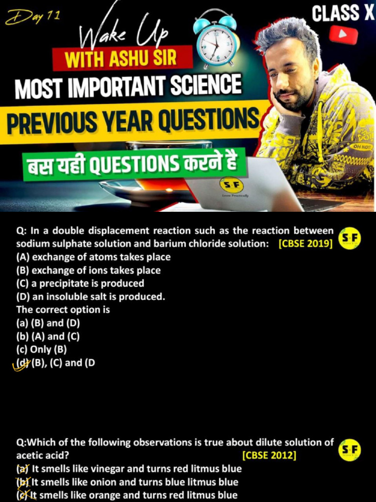 Wake Up With Ashu Sir 10th Pyqs Parrt - 1 | PDF