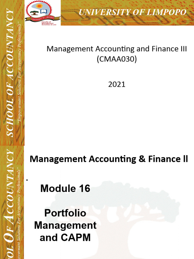 Module 6 - Portfolio Management and CAPM | Download Free PDF | Modern ...