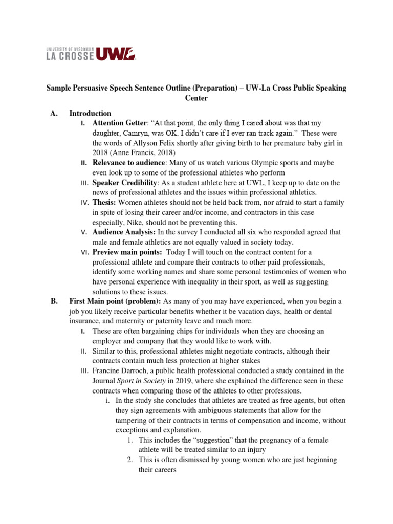 PSC Sample Persuasive Preparation Outline Full Sentence | PDF ...