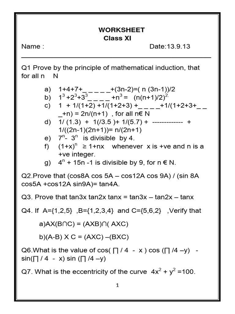 CBSE Class 9 Mathematics Worksheet - Revision Worksheet | PDF | Teaching Methods & Materials