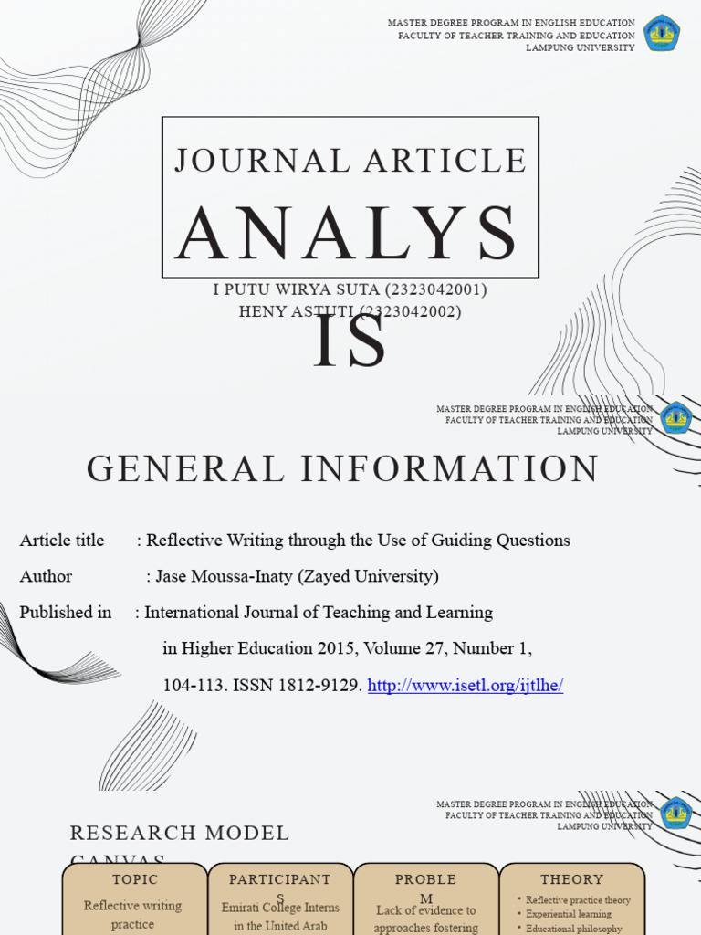 Journal Article Analysis | PDF | Teacher Education | Cognition