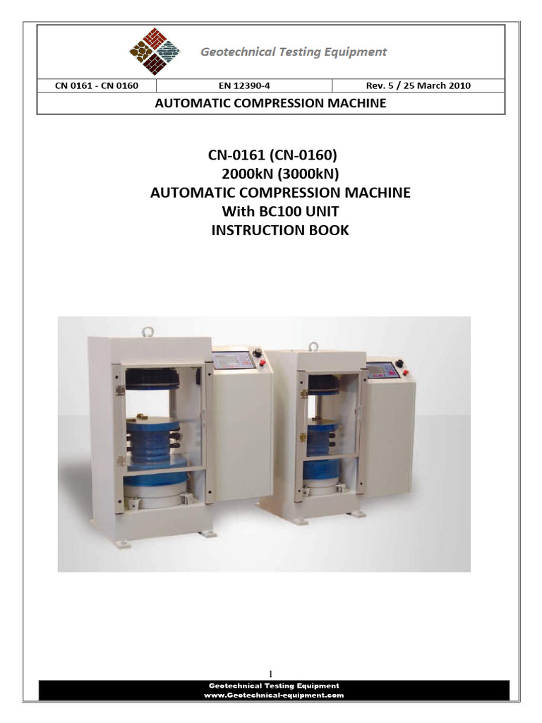 CN 0160 & CN 0161 Concrete Compression Machine | PDF | Pump | Electric Motor