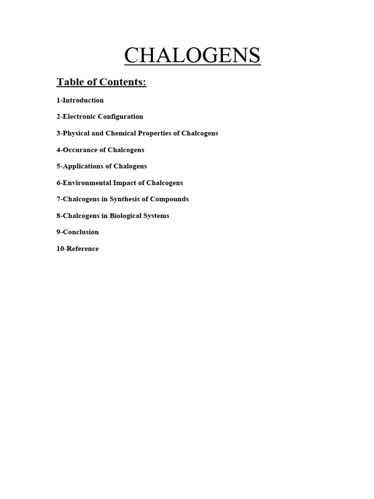 Chalcogens | PDF | Selenium | Chemistry