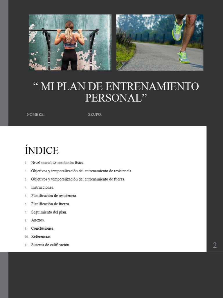 Trabajo Mi Plan de Entrenamiento Personal 202 | PDF | Anatomía humana | Sistema musculoesquelético