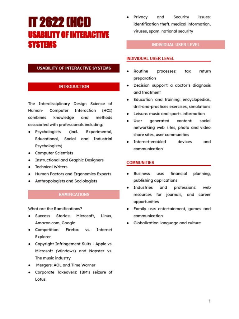 Transes IT2622 Lesson 2 | PDF | Usability | Human–Computer Interaction