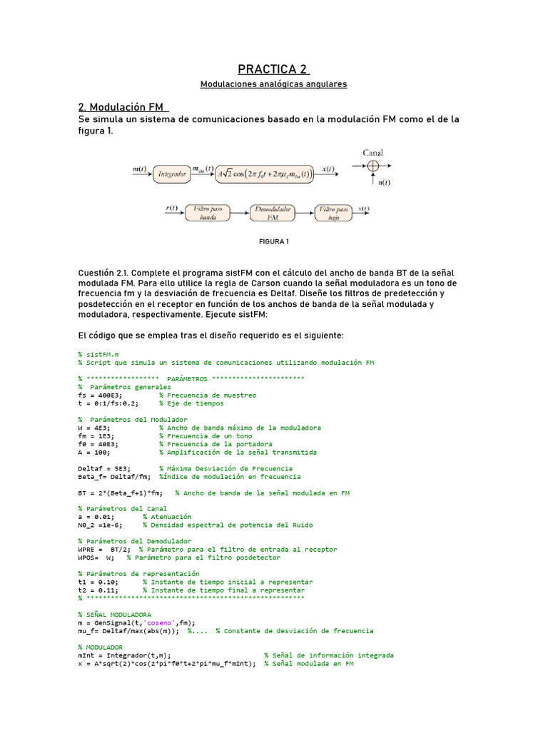 Memoria Practica 2 TCom | PDF | Modulación de frecuencia | Modulación