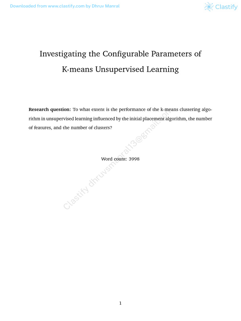 Investigating The Configurable Parameters of K-Means Unsupervised Learning | Download Free PDF ...