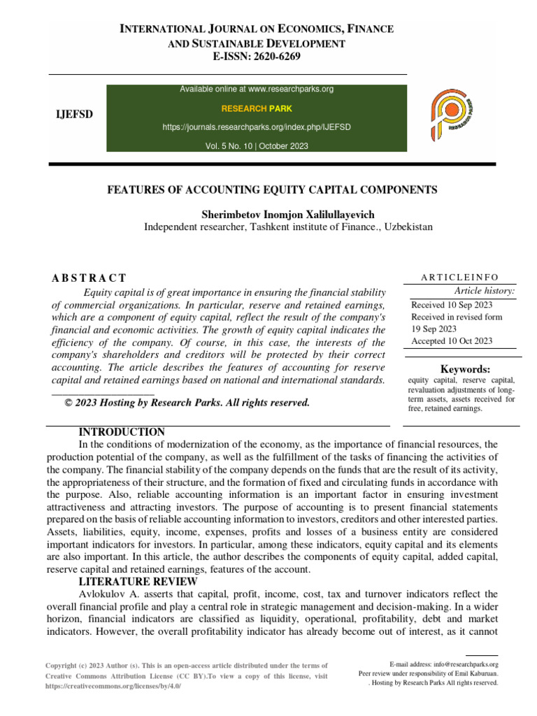 Features of Accounting Equity Capital Components | PDF | Equity ...