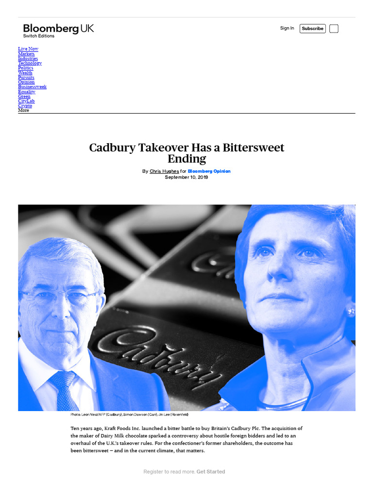 Kraft S Cadbury Takeover 10 Years On Who Really Won Pdf Mondelez