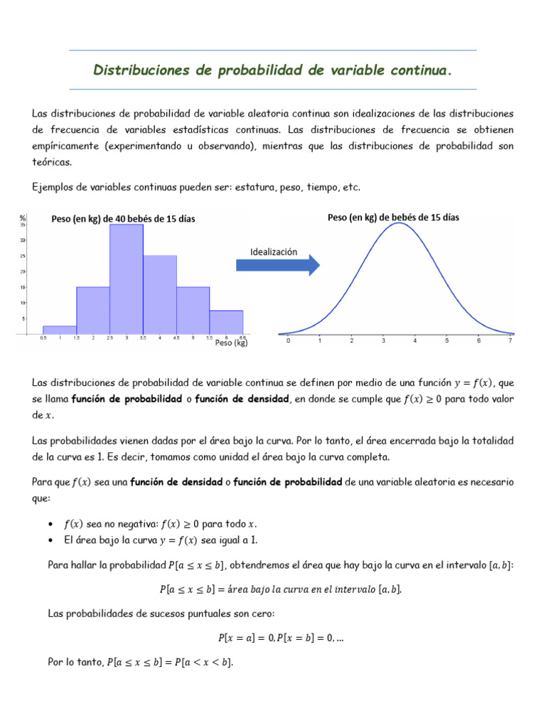 Dist Continua y Normal | PDF | Distribución de probabilidad | Función ...