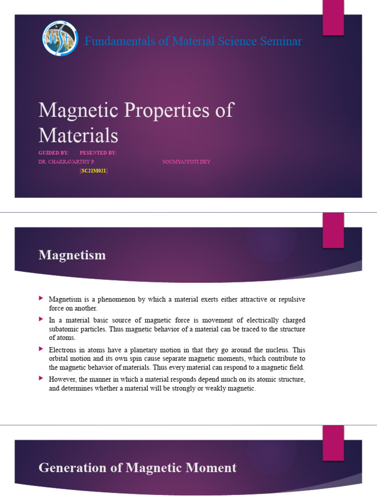 Magnetic Properties of Materials Explained | PDF | Magnetism | Magnetic ...