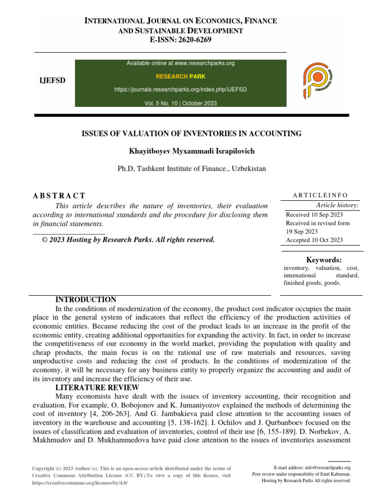 Issues of Valuation of Inventories in Accounting | PDF | Inventory ...