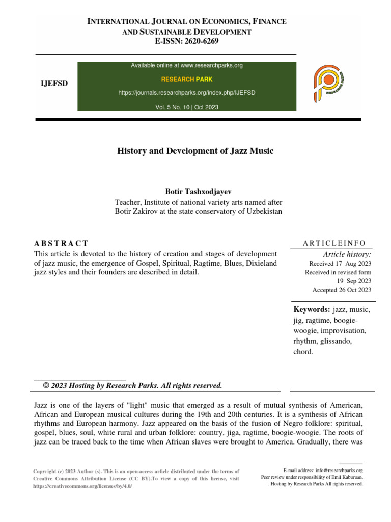 History and Development of Jazz Music | PDF | Jazz | Ragtime