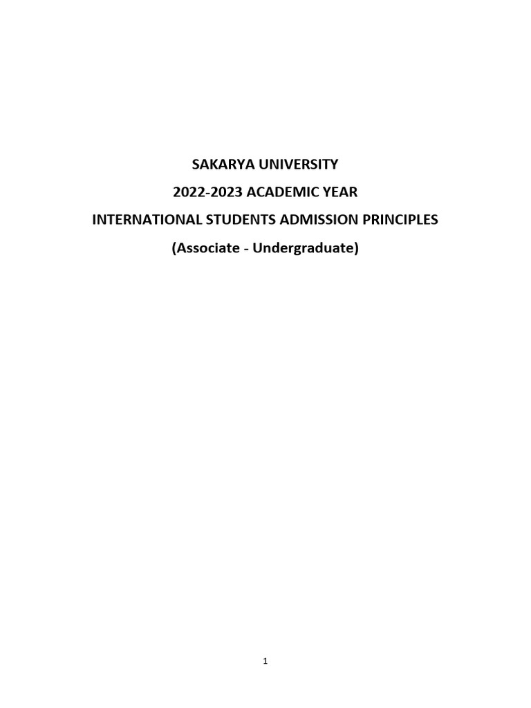 Sakarya University Intl. Admission Guide | PDF | Undergraduate ...