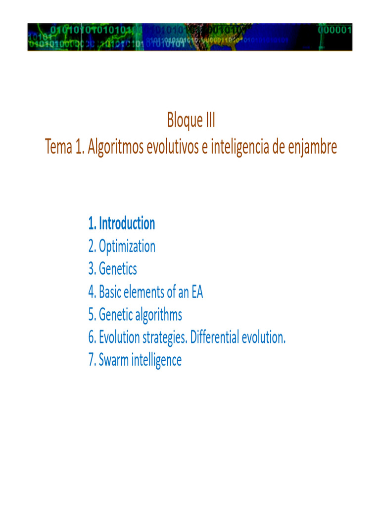 Tema 1 - Algoritmos Evolutivos e Inteligencia de Enjambre | PDF | Genetic Algorithm | Evolution