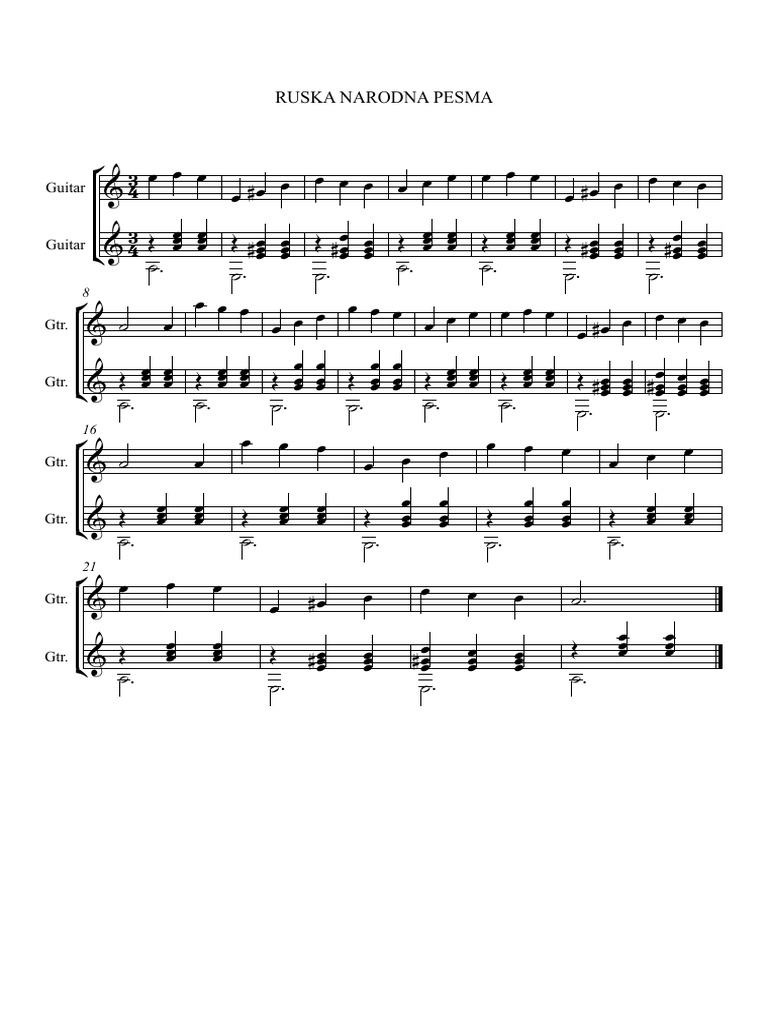 Ruska Narodna Pesma - Full Score | PDF