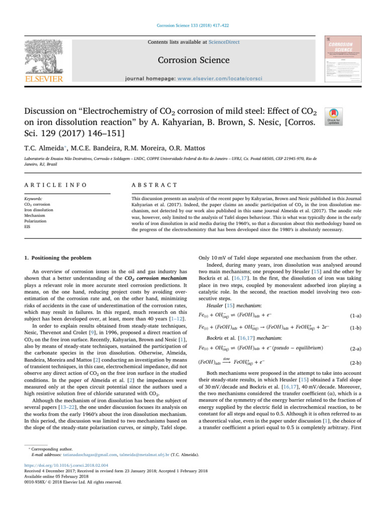 Corrosion Science: T.C. Almeida, M.C.E. Bandeira, R.M. Moreira, O.R ...