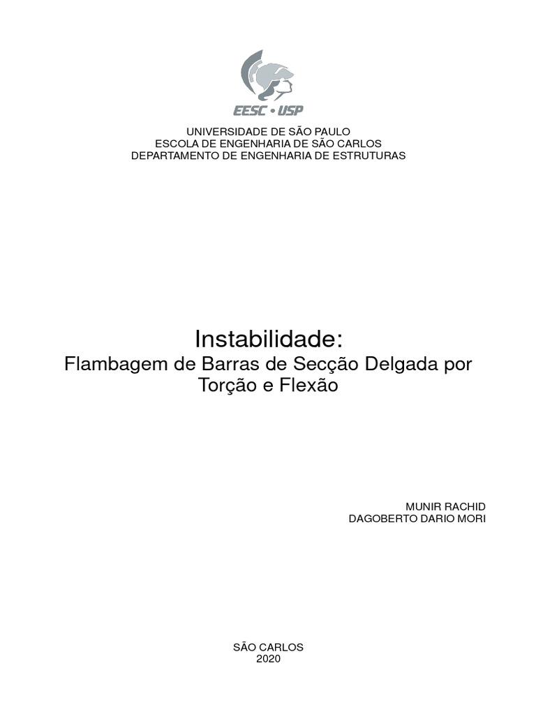 Flambagem de Barras Delgadas | PDF | Estresse (Mecânica) | Flexão (Física)