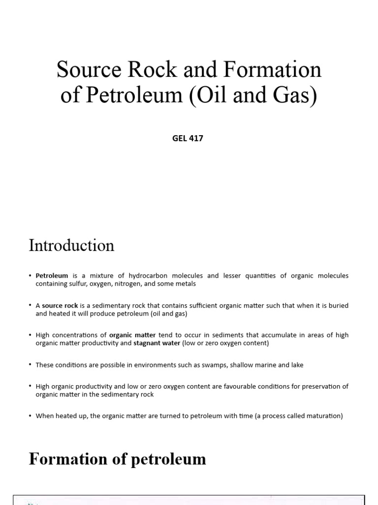 Formation of Petroleum from Source Rock | PDF | Petroleum | Chemistry