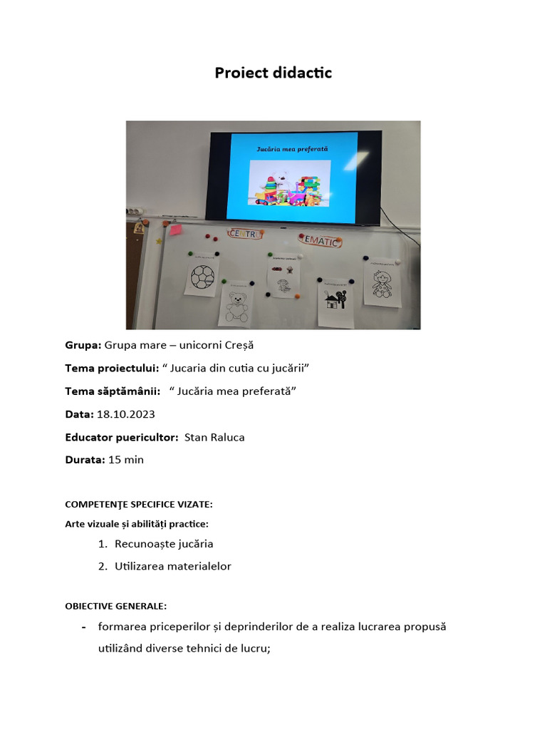 Proiect Didactic Jucaria Preferata | PDF