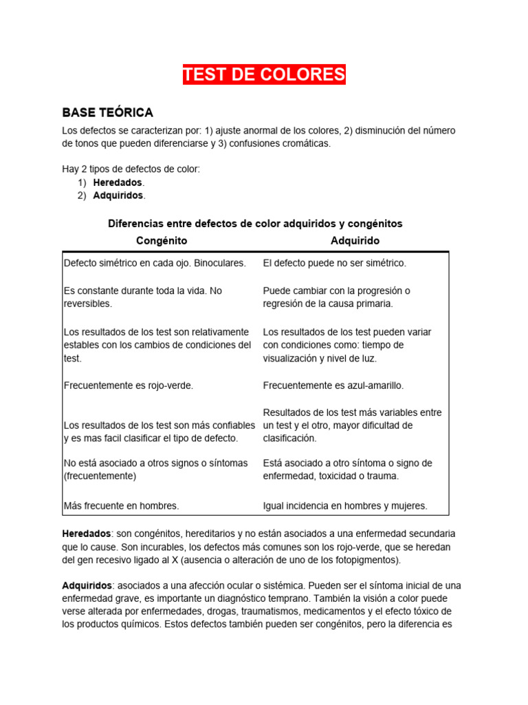 Test de Colores | Descargar gratis PDF | Color | Azul