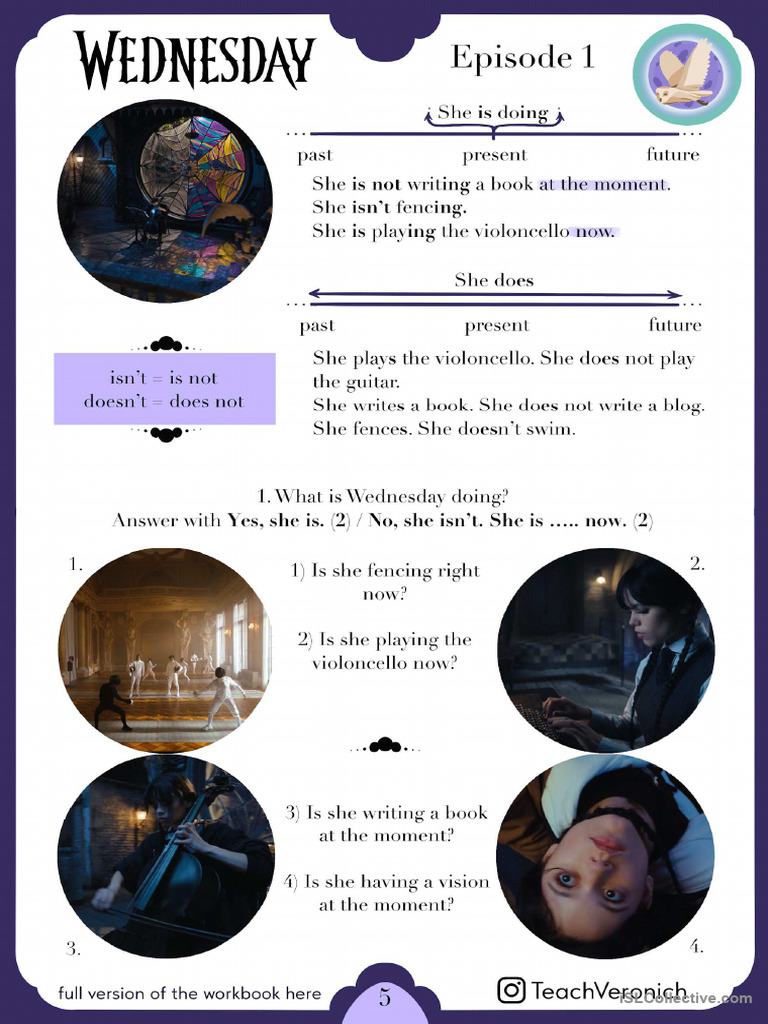 Wednesday Series Netflix Show Episode 1 Worksheet - Grammar ...