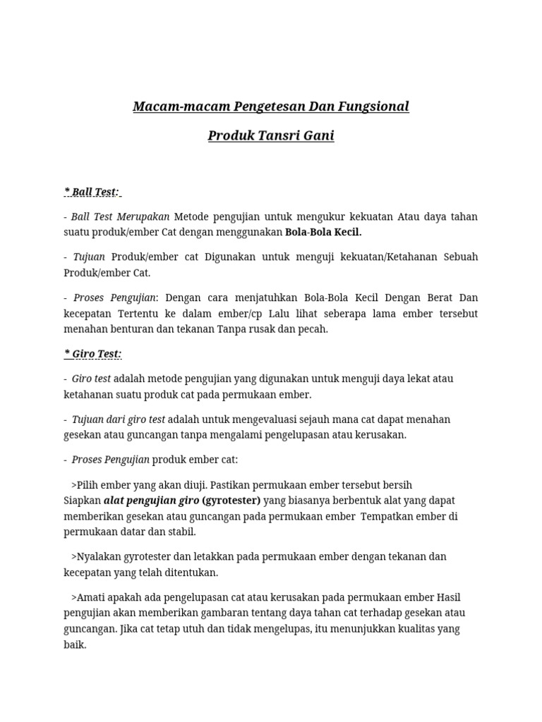 Metode Uji Kekuatan Ember Cat | PDF