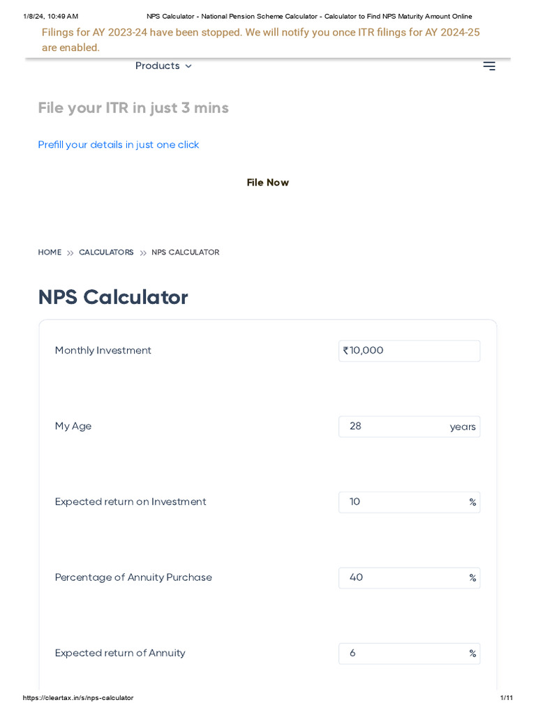 NPS Calculator - National Pension Scheme Calculator - Calculator To ...