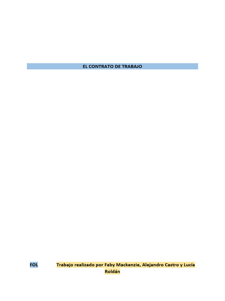 FOL Trabajo Contratos | Descargar gratis PDF | Derecho laboral | Clase obrera