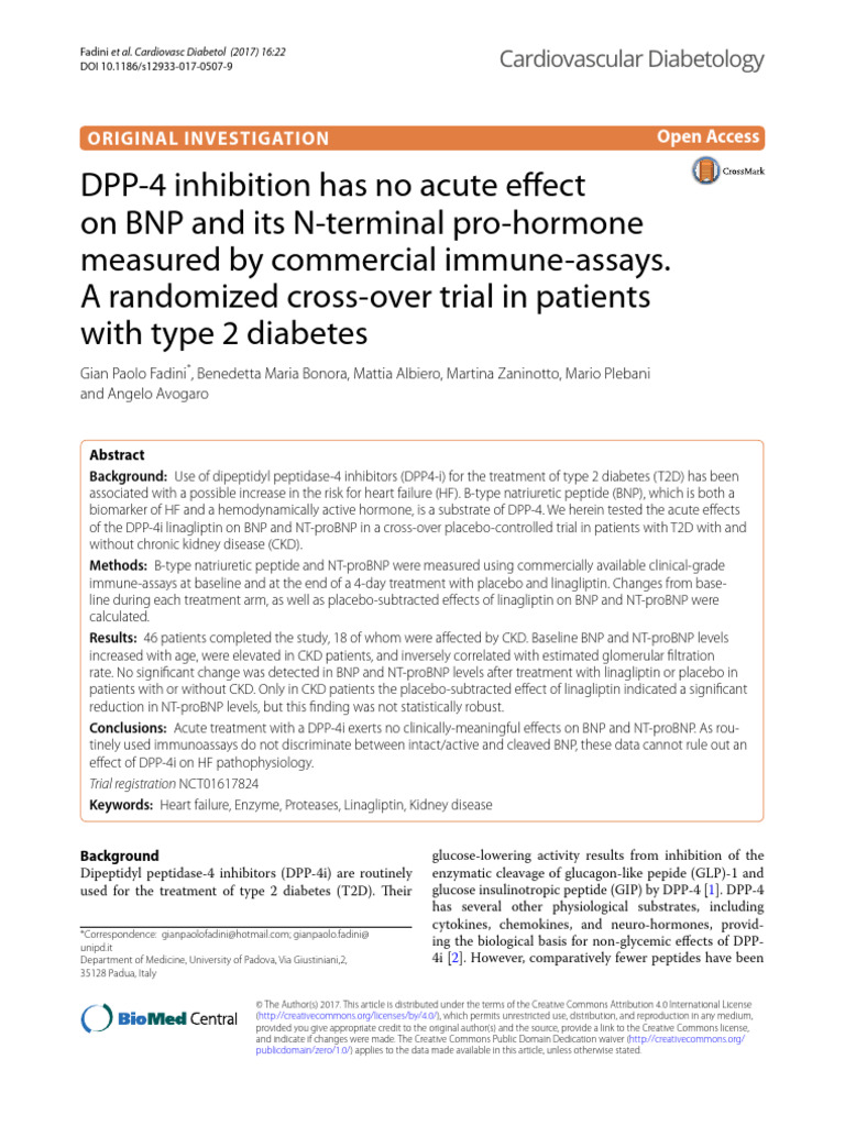 DPP-4 Inhibition Has No Acute Effect On BNP and Its N-Terminal Pro ...