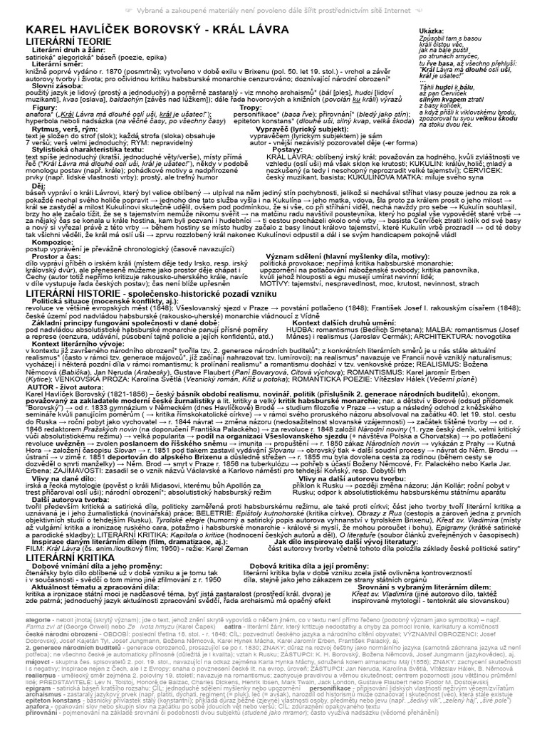 Borovský - Král Lávra - B | PDF