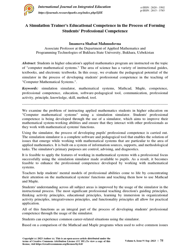 A Simulation Trainer's Educational Competence in The Process of Forming Students' Professional ...