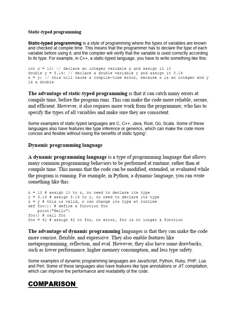 Static&dynamic | PDF | Variable (Computer Science) | Programming Language