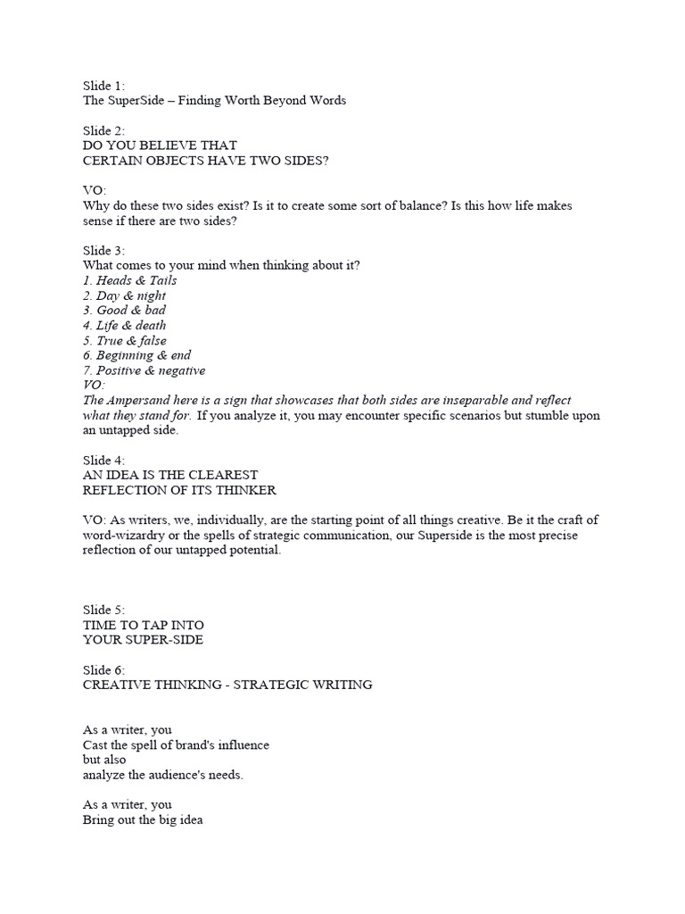 The Superside - Finding Your Worth Beyond Words | PDF | Humour | Persuasion