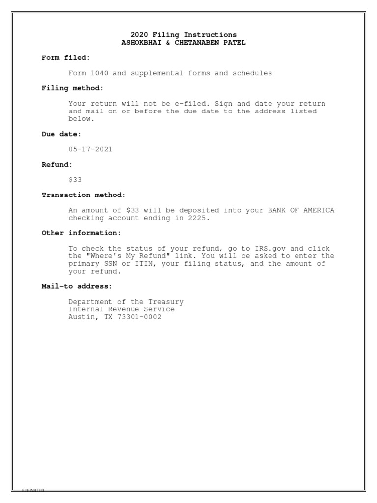 2020 IRS Form 1040 Filing Instructions | PDF | Tax Deduction | Irs Tax ...