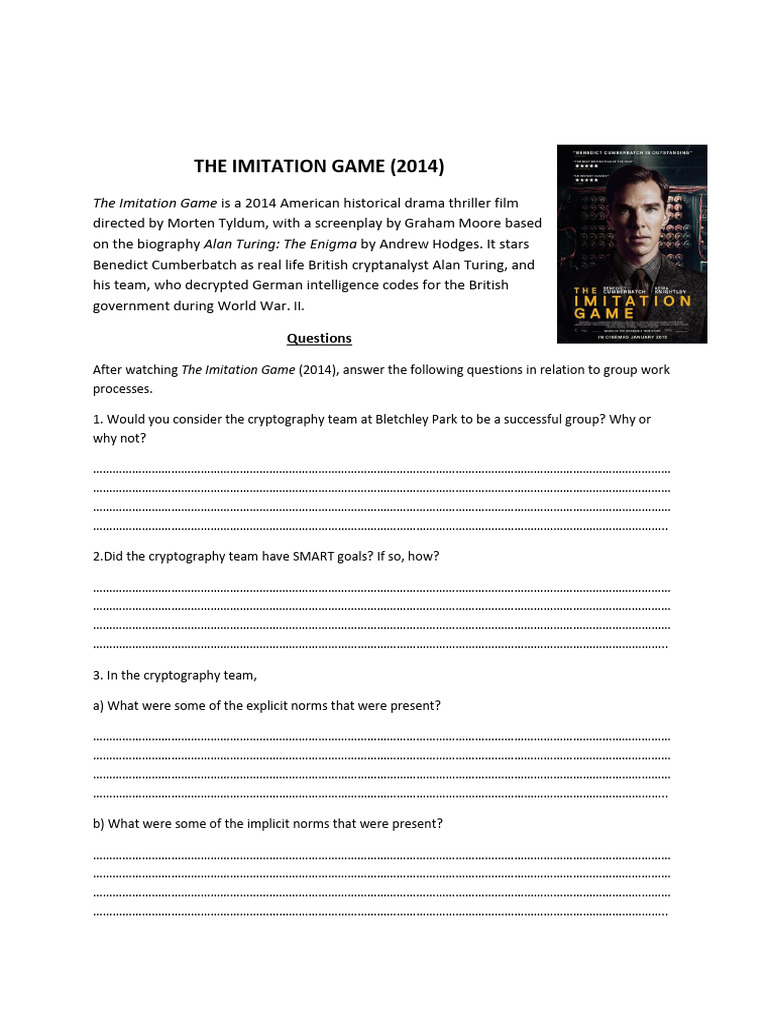 Group Dynamics in The Imitation Game | PDF | Espionage Techniques ...