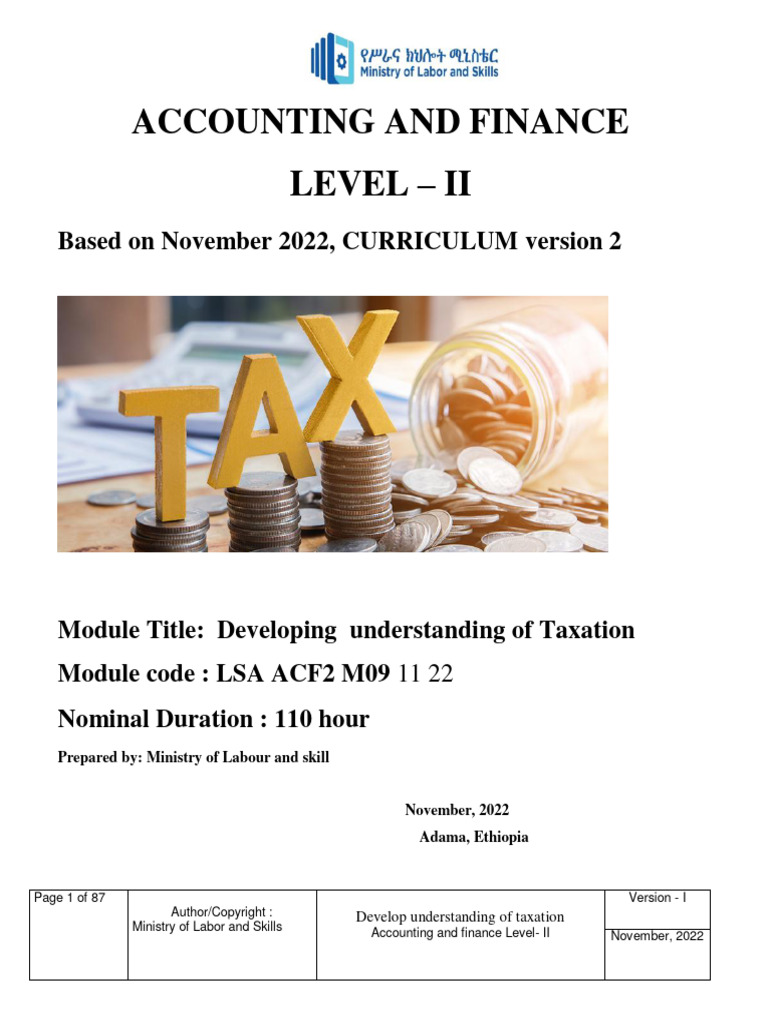 MO 08 Develop Understanding of Taxation | PDF | Taxes | Income Tax