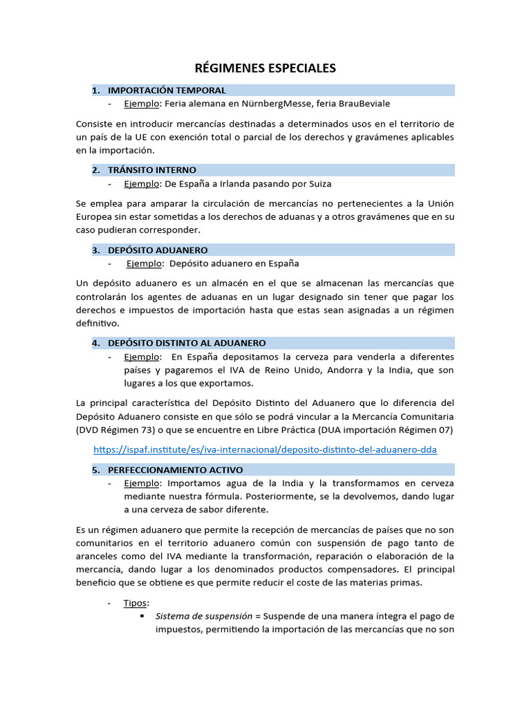 GACI Trabajo Régimenes Especiales | PDF | aduana | Comercio