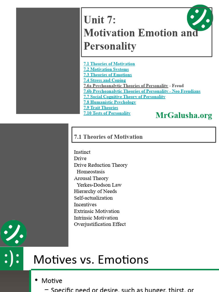 Unit 7 Motivation Emotion and Personality | PDF | Id | Stress (Biology)