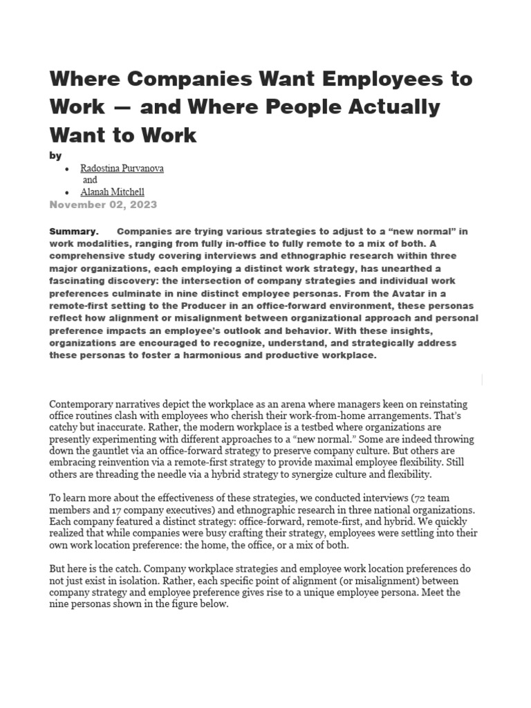 Where Companies Want Employees To Work - and Where People Actually Want ...