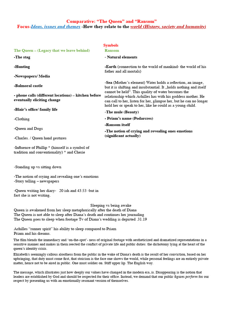 The Queen Ransom Comparative | PDF