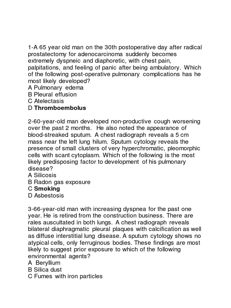 Pulmonary Complications and Lung Cancer Quiz | PDF | Lung | Pneumonia