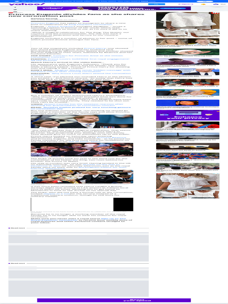 Princess Eugenie Divides Fans As She Shares New Coronation Post | PDF | British Royalty | House ...