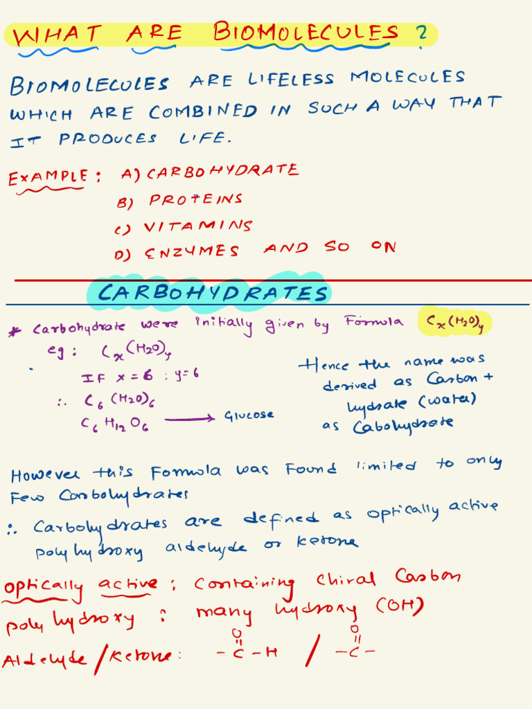 Chem Ch14 NIE Premium NOtes | PDF | Carbohydrates | Molecular Biophysics