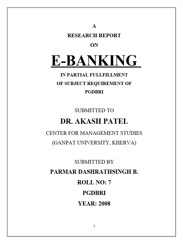 e Banking Report | PDF | Banks | Banks & Banking