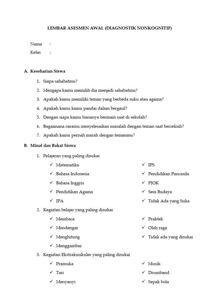 Lembar Asesmen Awal | PDF