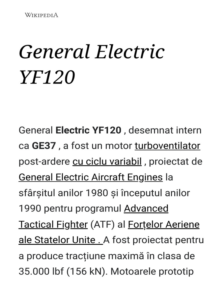 General Electric YF120 - Wikipedia | PDF | Aerospace Companies Of The ...