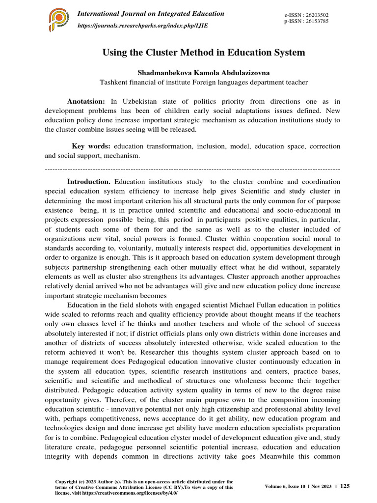 Using The Cluster Method in Education System | PDF | Pedagogy | Creative Commons License