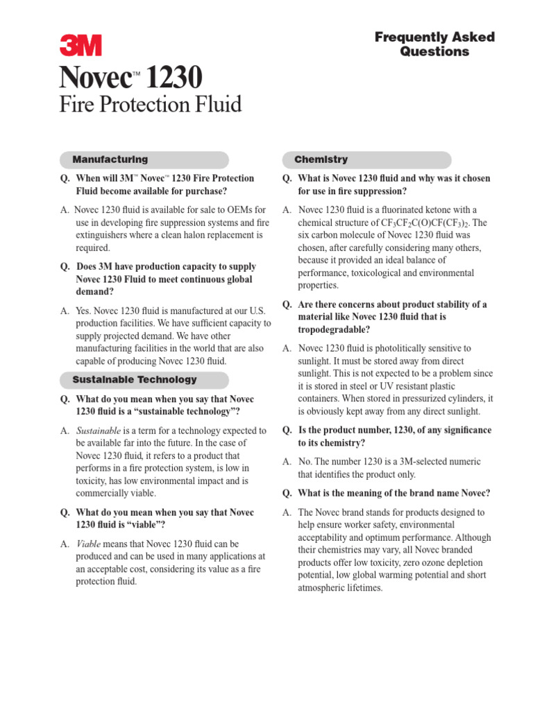 Novec 1230 Frequently Asked Questions | PDF | Greenhouse Gas | Absorption Spectroscopy